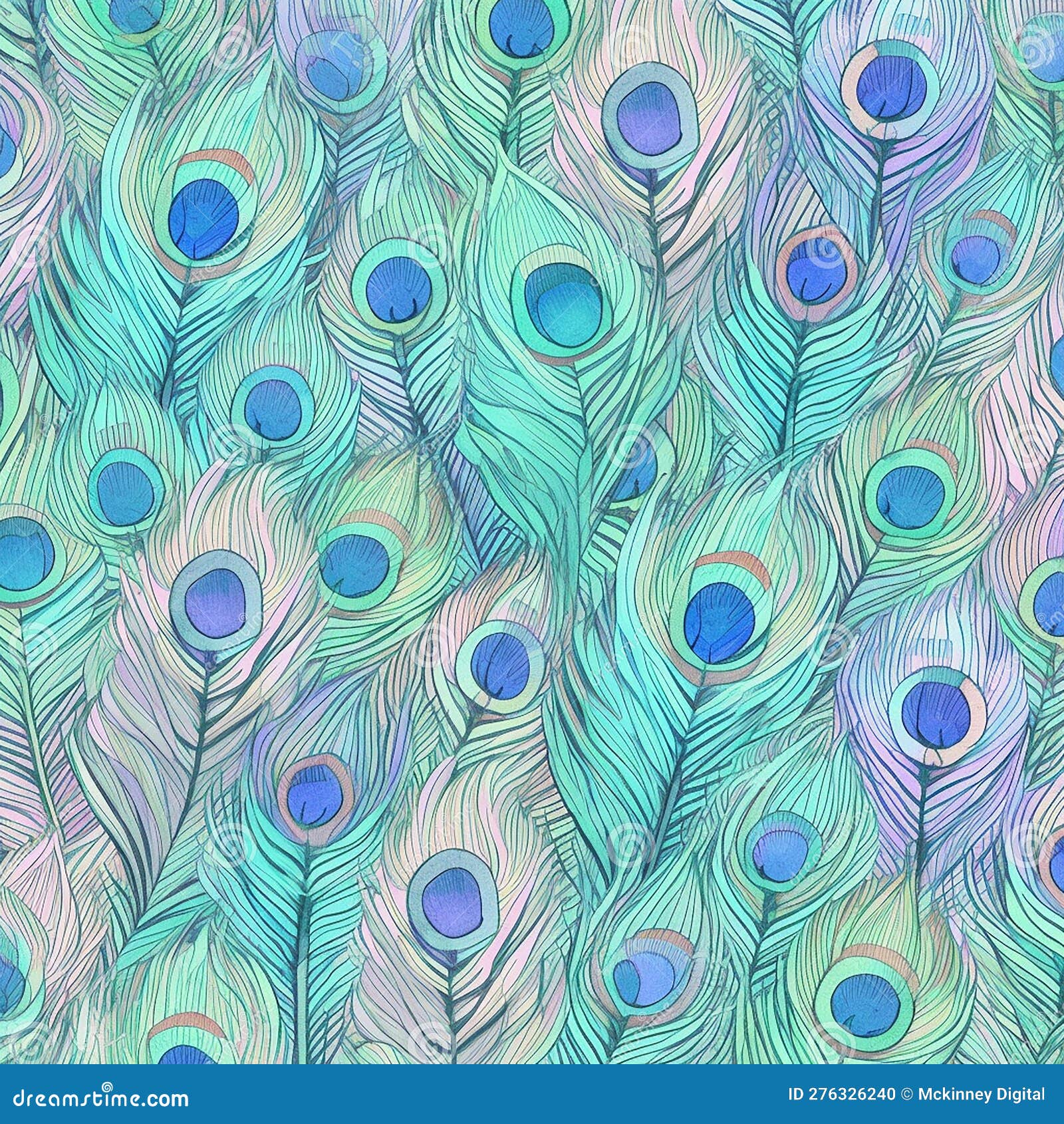 Pastel Color Peacock Feather Wallpaper Design Created Using Ai