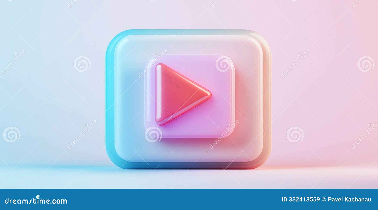A Pastel-colored Play Button Icon Illuminated by Gentle Side Light ...