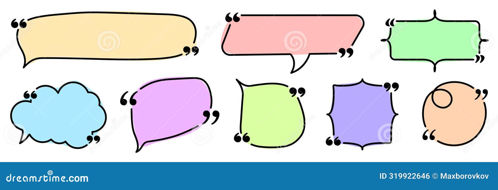 Pastel Colored Quote Speech Bubbles Collection Stock Vector ...