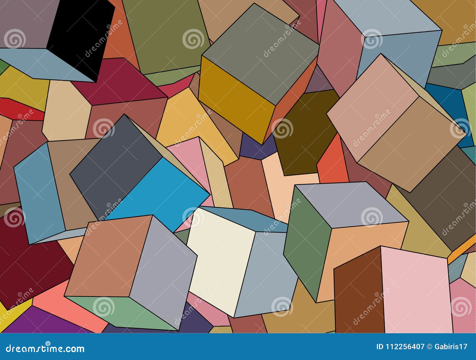 Digitally Generated Cubes in 3D, Randomly Thrown Together To Form ...