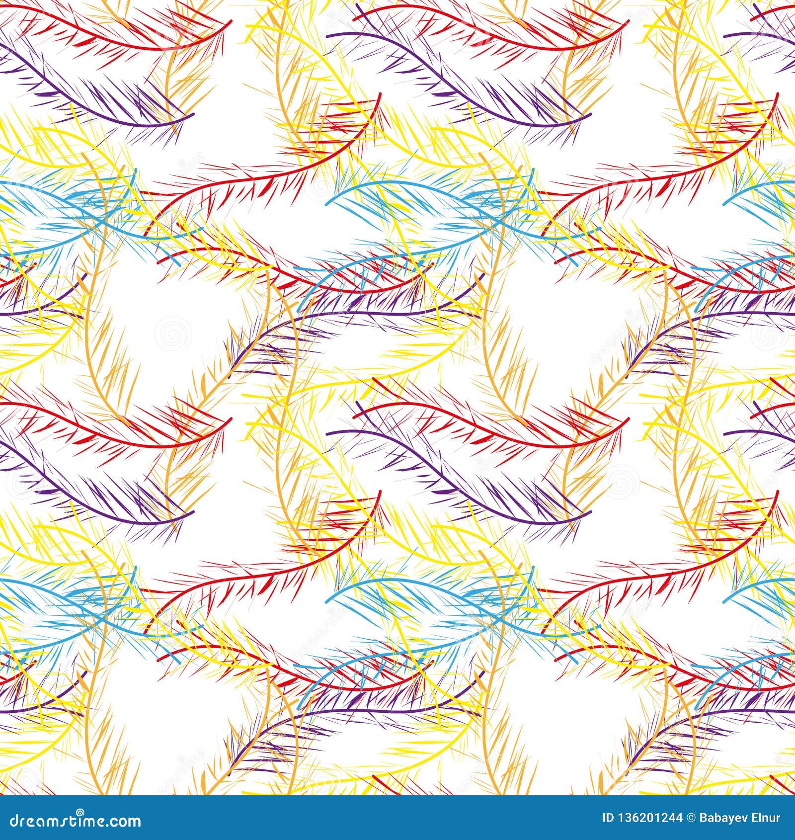 Pastel-colored Seamless Feather Pattern. Seamless Background with ...