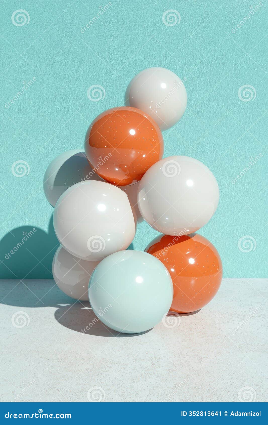 Pastel Colored Spheres Stacked on a Light Surface Stock Illustration ...