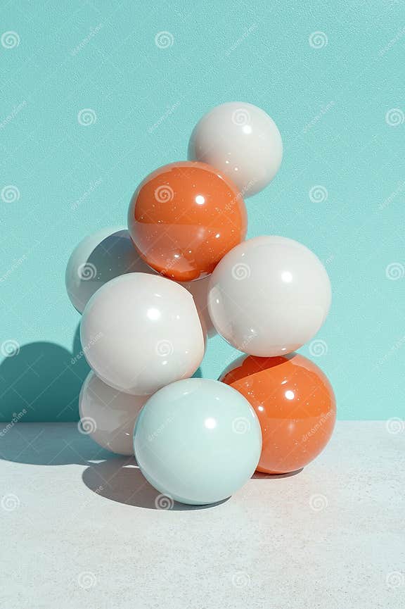 Pastel Colored Spheres Stacked on a Light Surface Stock Illustration ...