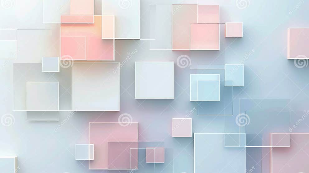 Pastel Colored Squares and Rectangles on White Background Stock ...