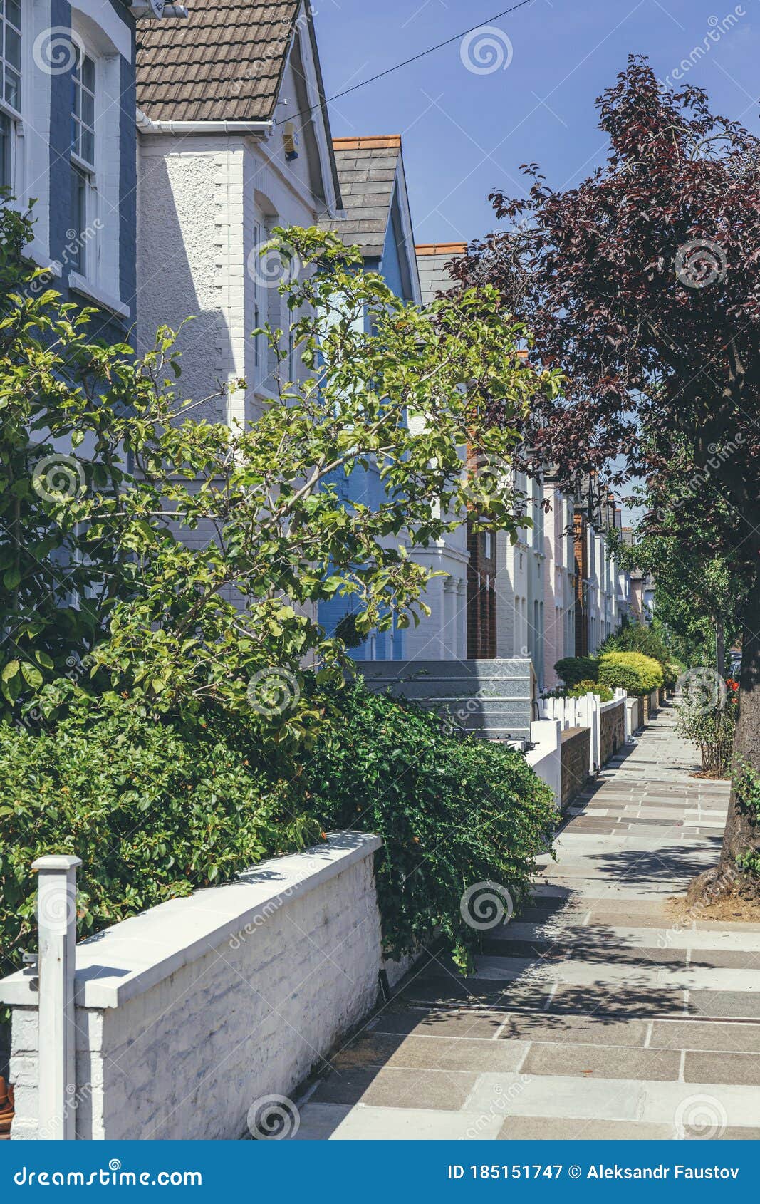 Pastel Colored Terraced Houses On White Hart Lane In Barnes London Editorial Photography