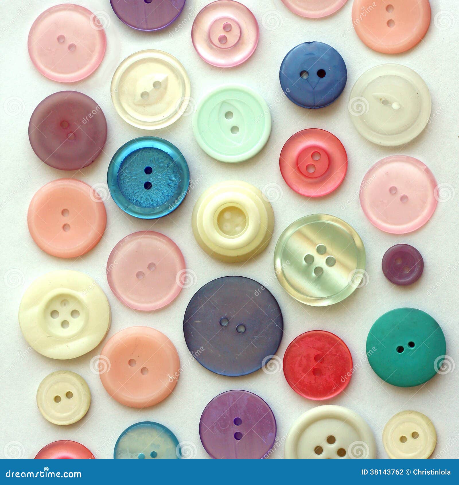 Pastel Colored Vintage Buttons on White Background Stock Photo - Image ...