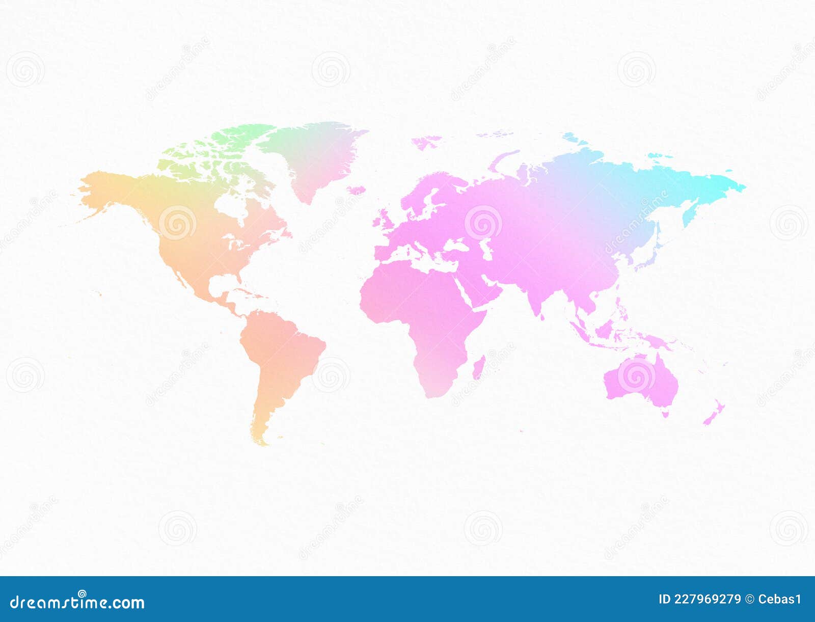 Pastel World Map Isolated on White Paper Background Stock Illustration ...