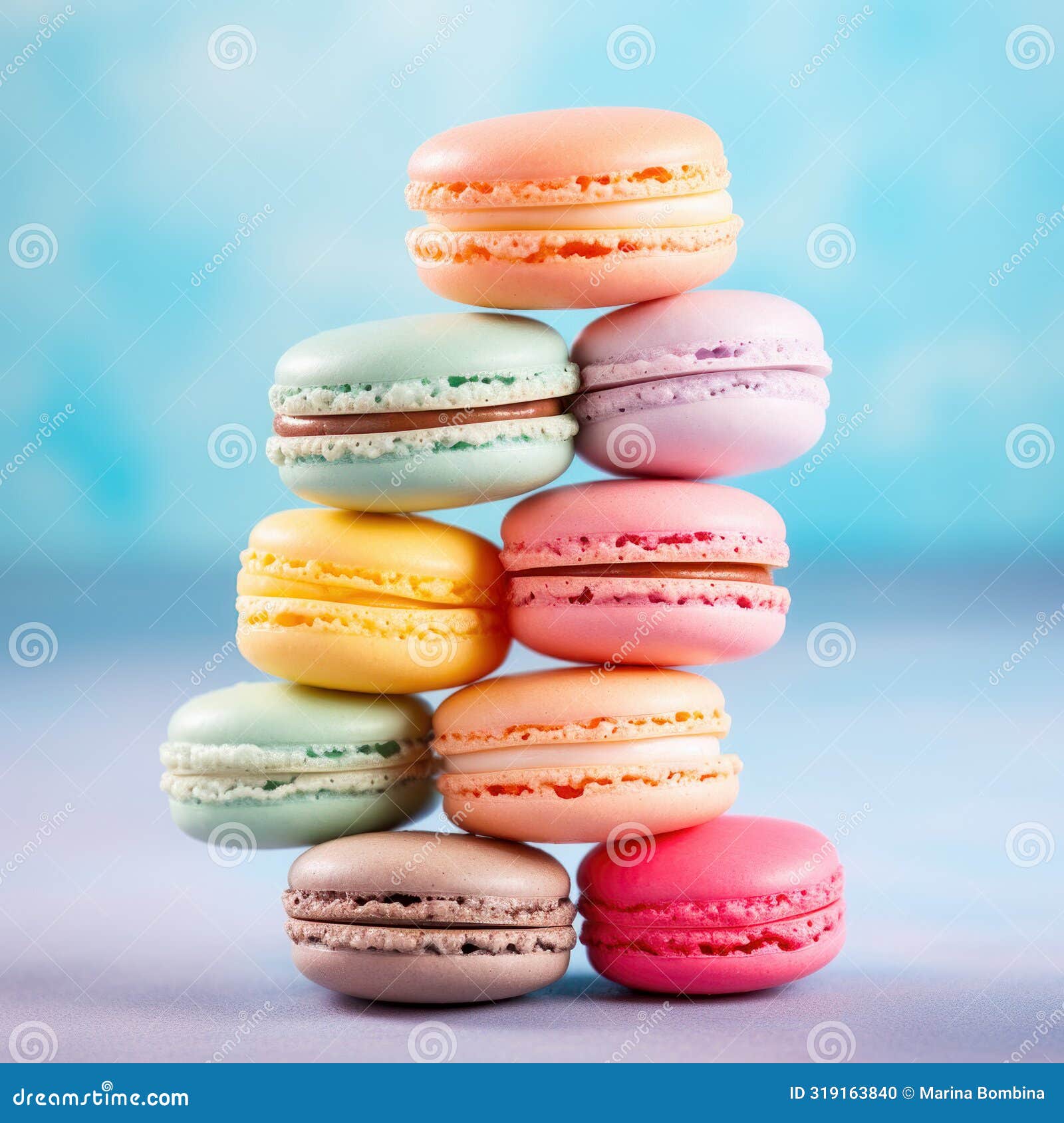 Pastel Colors Macarons Background, Side View Stock Illustration ...