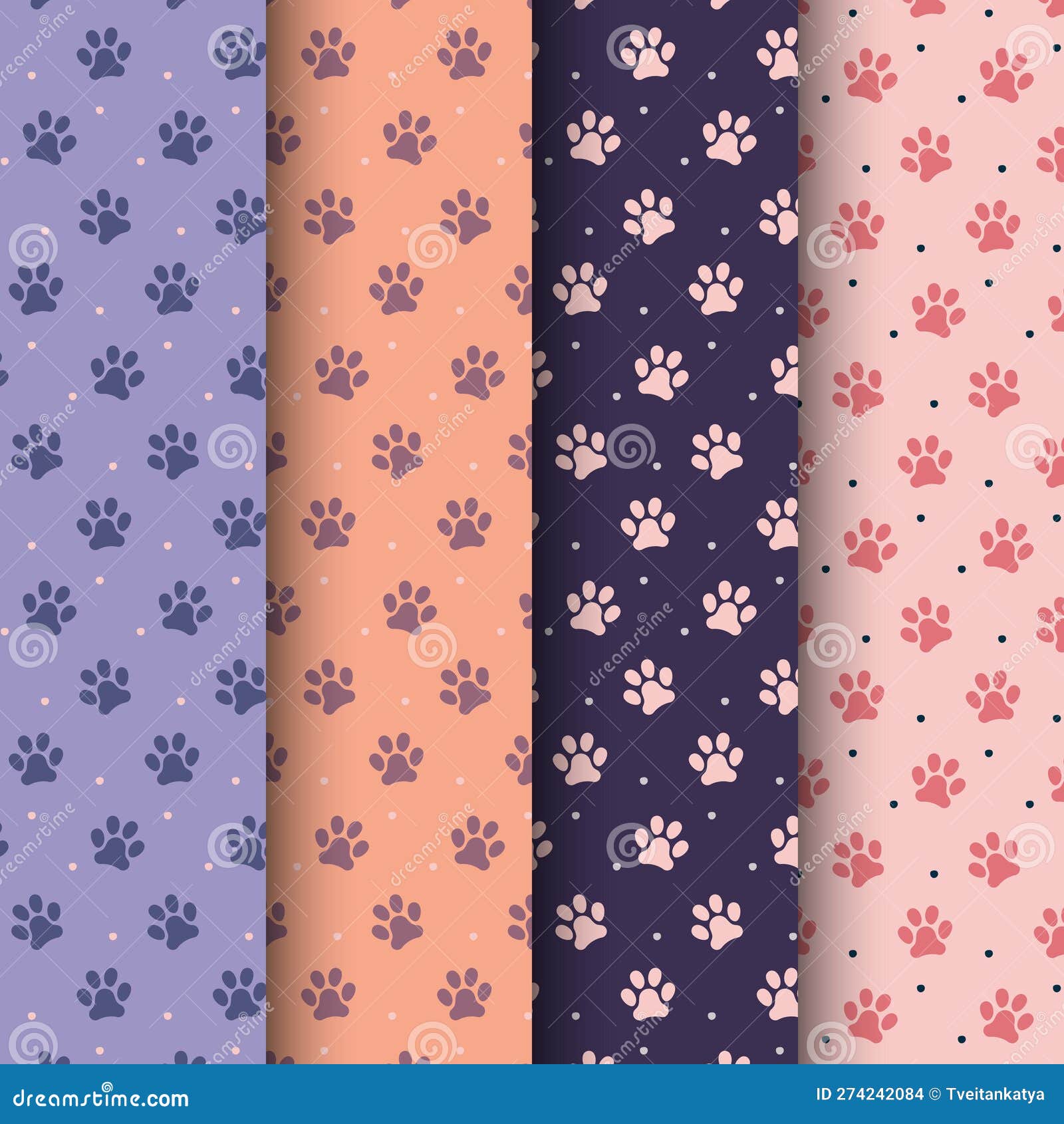 Pastel Colors Pattern with Pet Marks. Collection for Package, Textile ...
