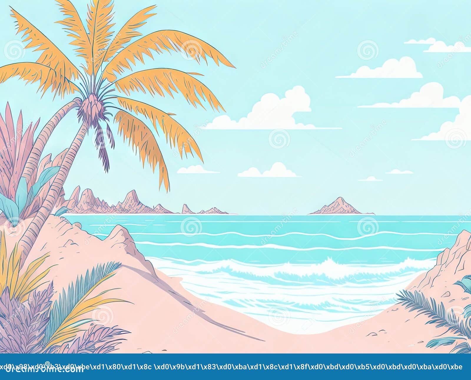 Pastel Colors of Tropical Beach Drawing Background. Ai Generative Stock ...