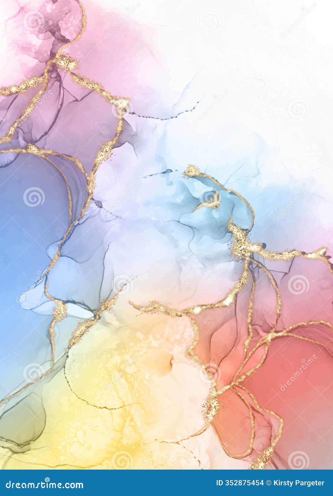 Pastel Coloured Hand Painted Alcohol Ink Background Vector Illustration ...