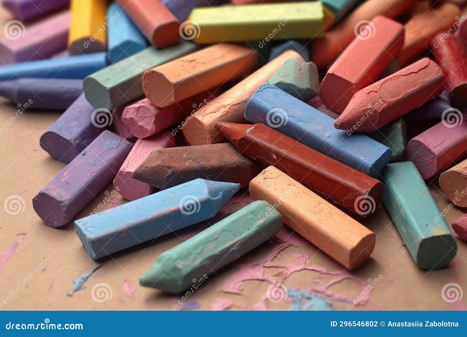 Pastel Crayons Scattered On Textured Artists Sketchpad. Generative AI ...