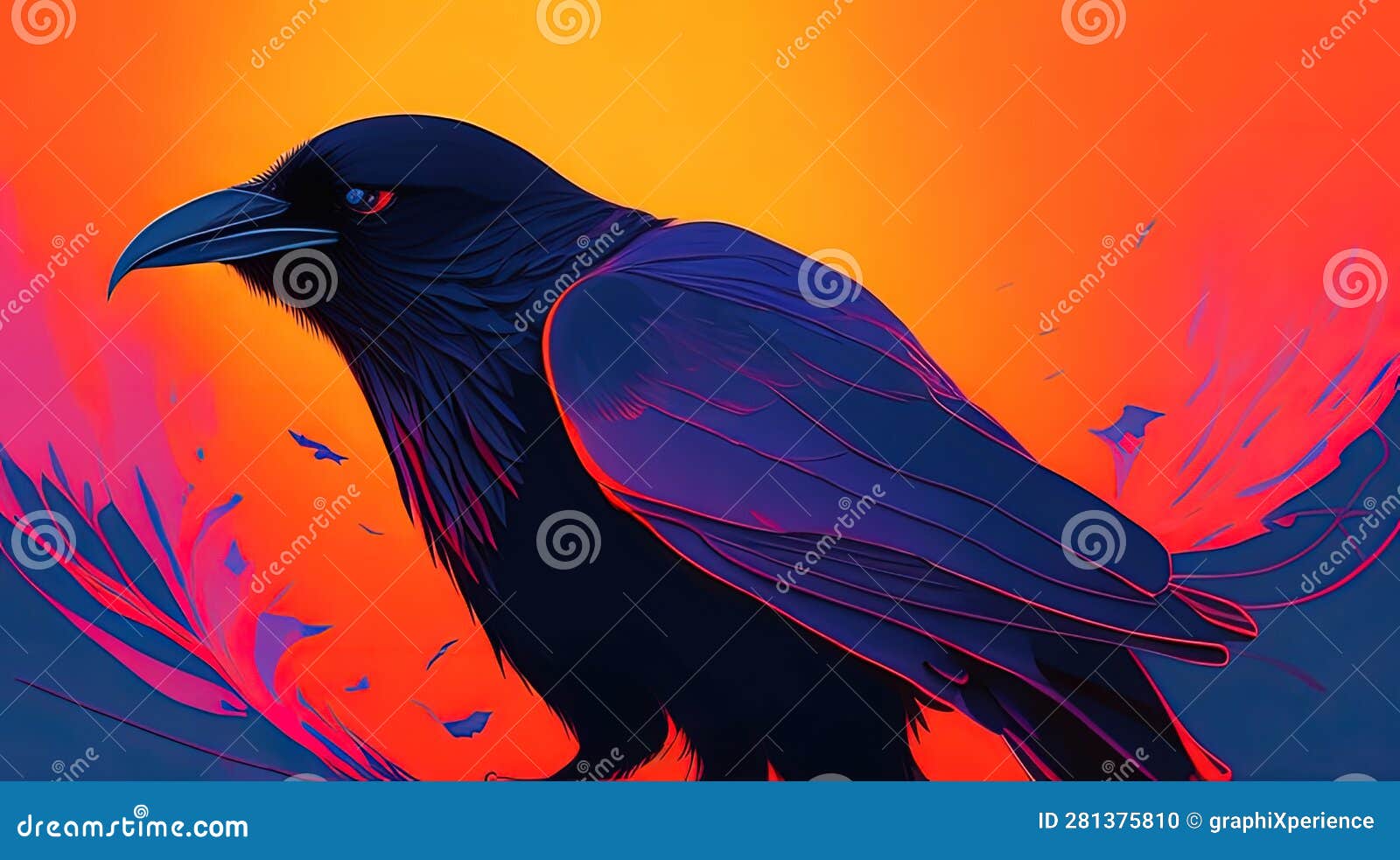 Pastel Crow in Multilayered Dimensions Stock Illustration ...