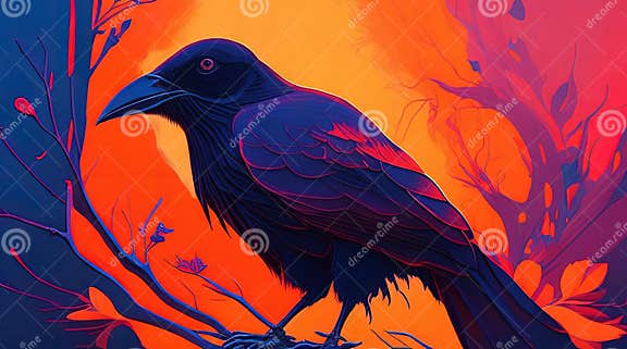 Pastel Crow in Multilayered Dimensions Stock Illustration ...