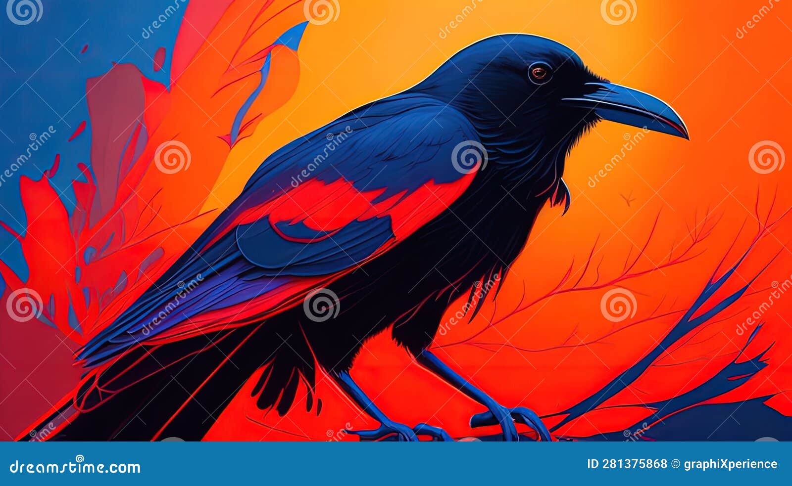Pastel Crow in Multilayered Dimensions Stock Illustration ...