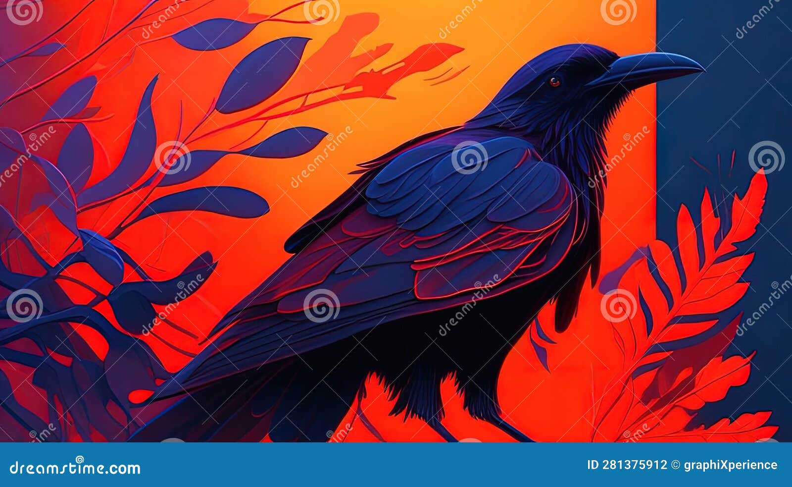 Pastel Crow in Multilayered Dimensions Stock Illustration ...