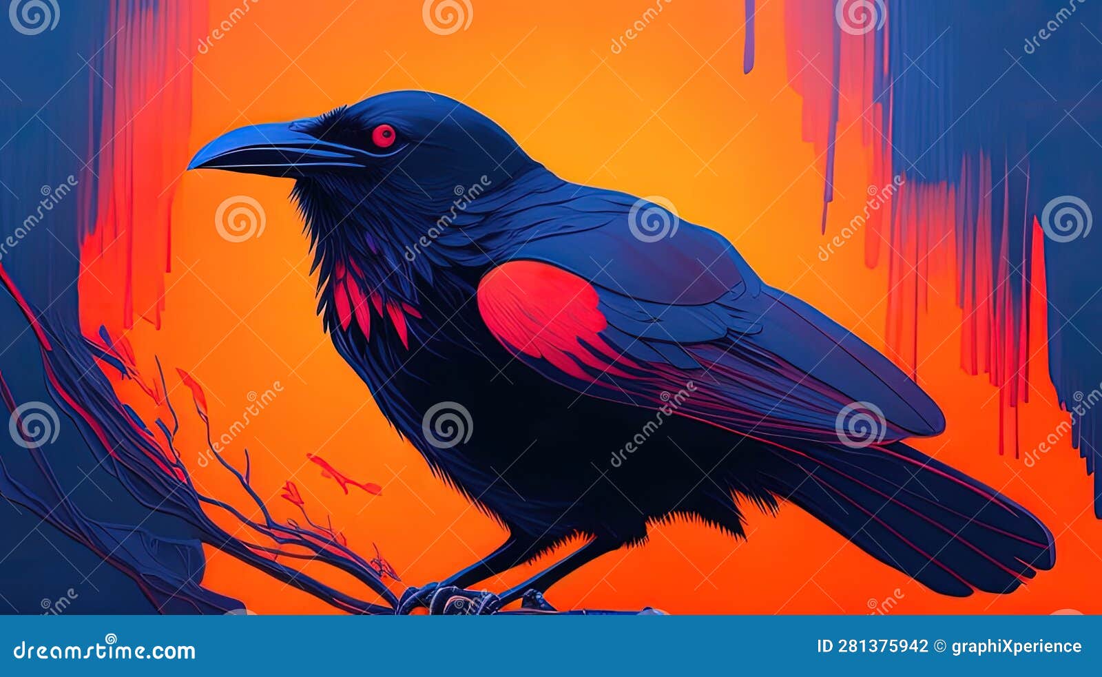 Pastel Crow in Multilayered Dimensions Stock Illustration ...