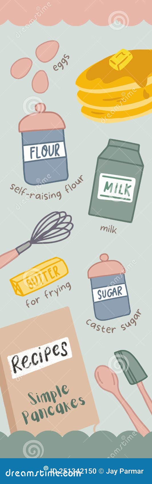 Pastel Cute Illustrated Recipe Bookmark Stock Illustration ...