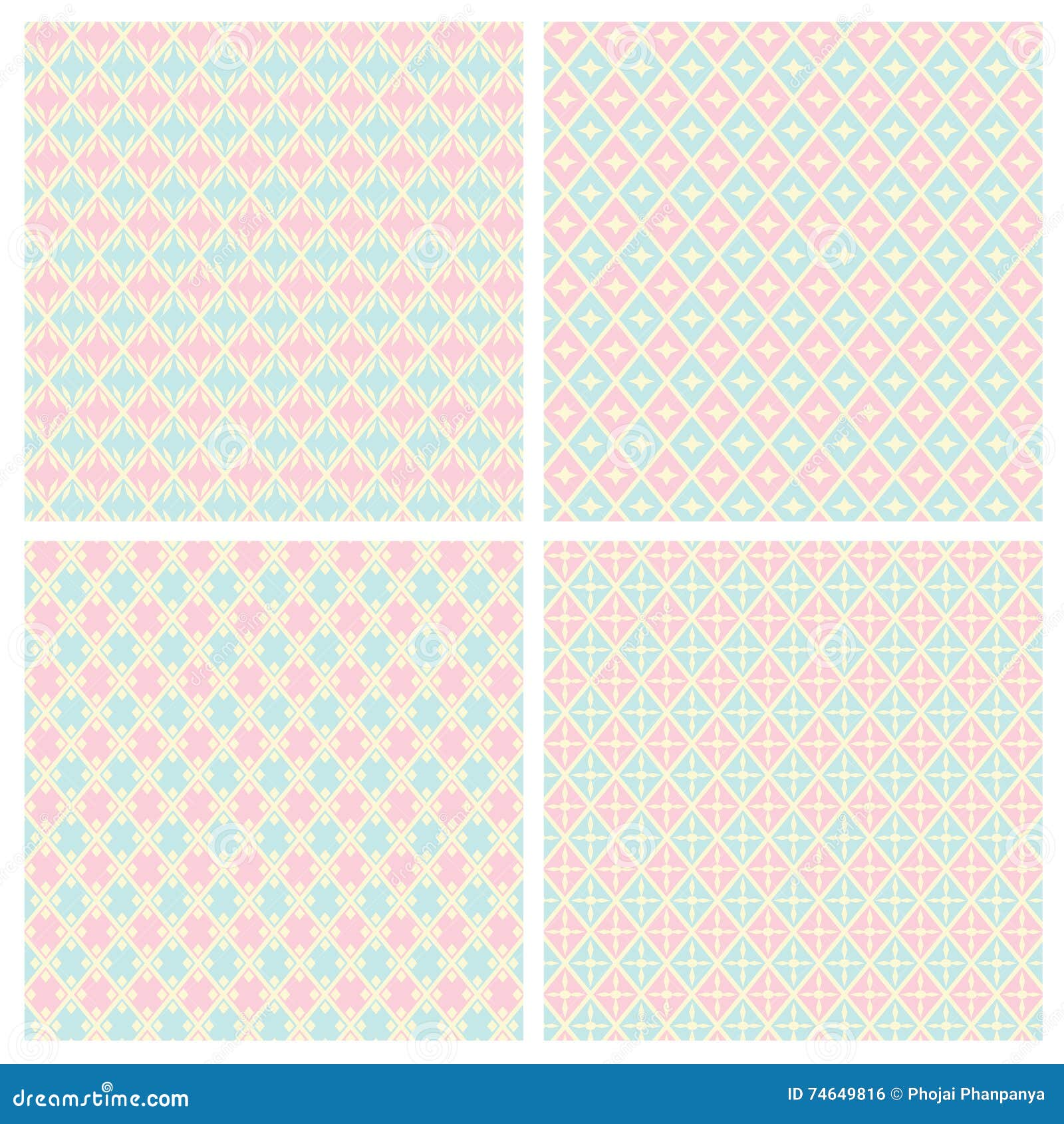 Pastel Diamond Shape Seamless Patterns Stock Vector - Illustration of ...