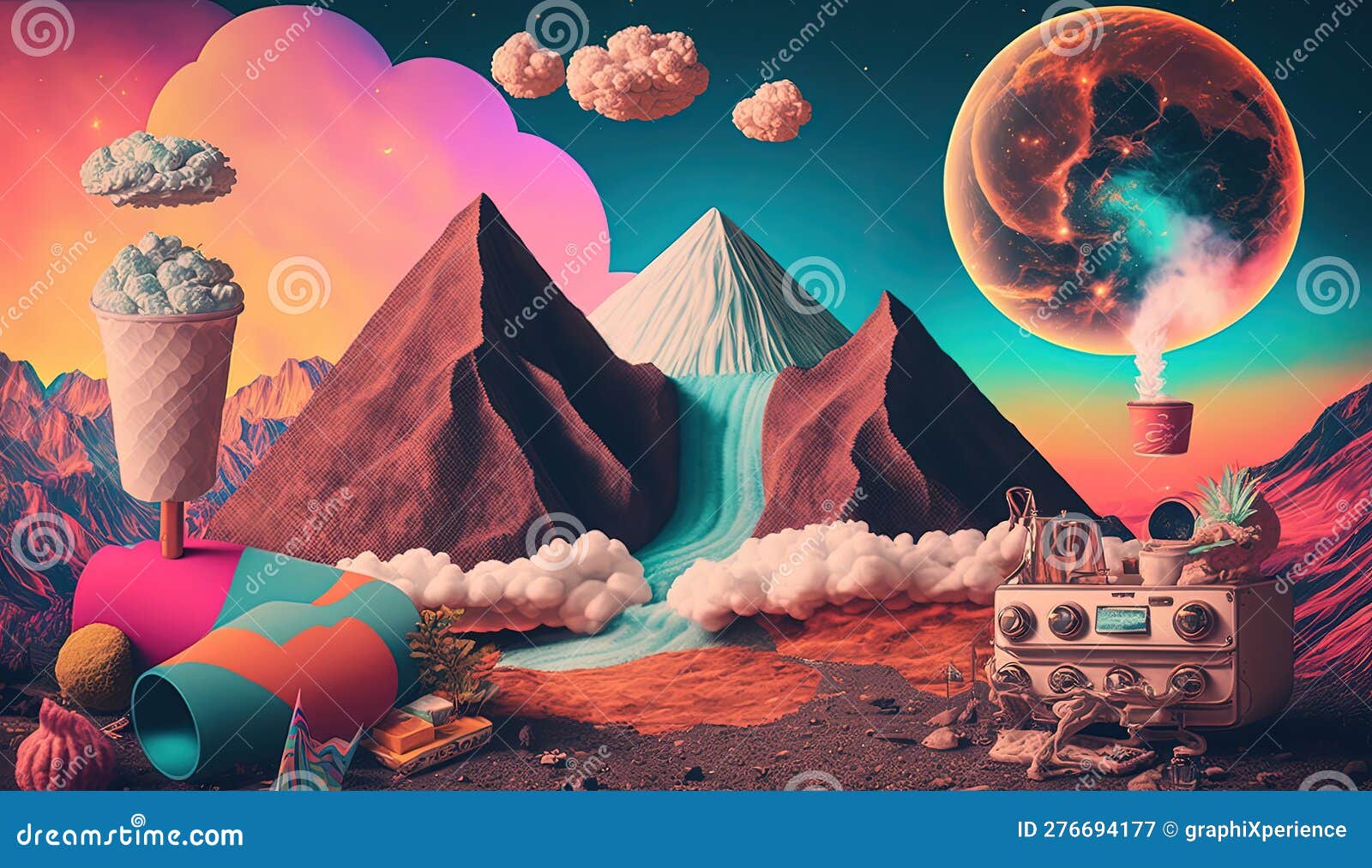 Pastel Dreams Collage stock illustration. Illustration of love - 276694177