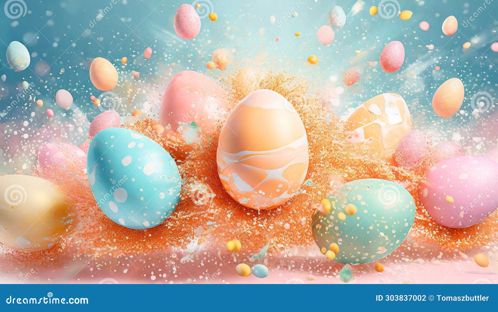 Pastel Easter Egg Explosion with Many Colorful Splashes. Color of the ...