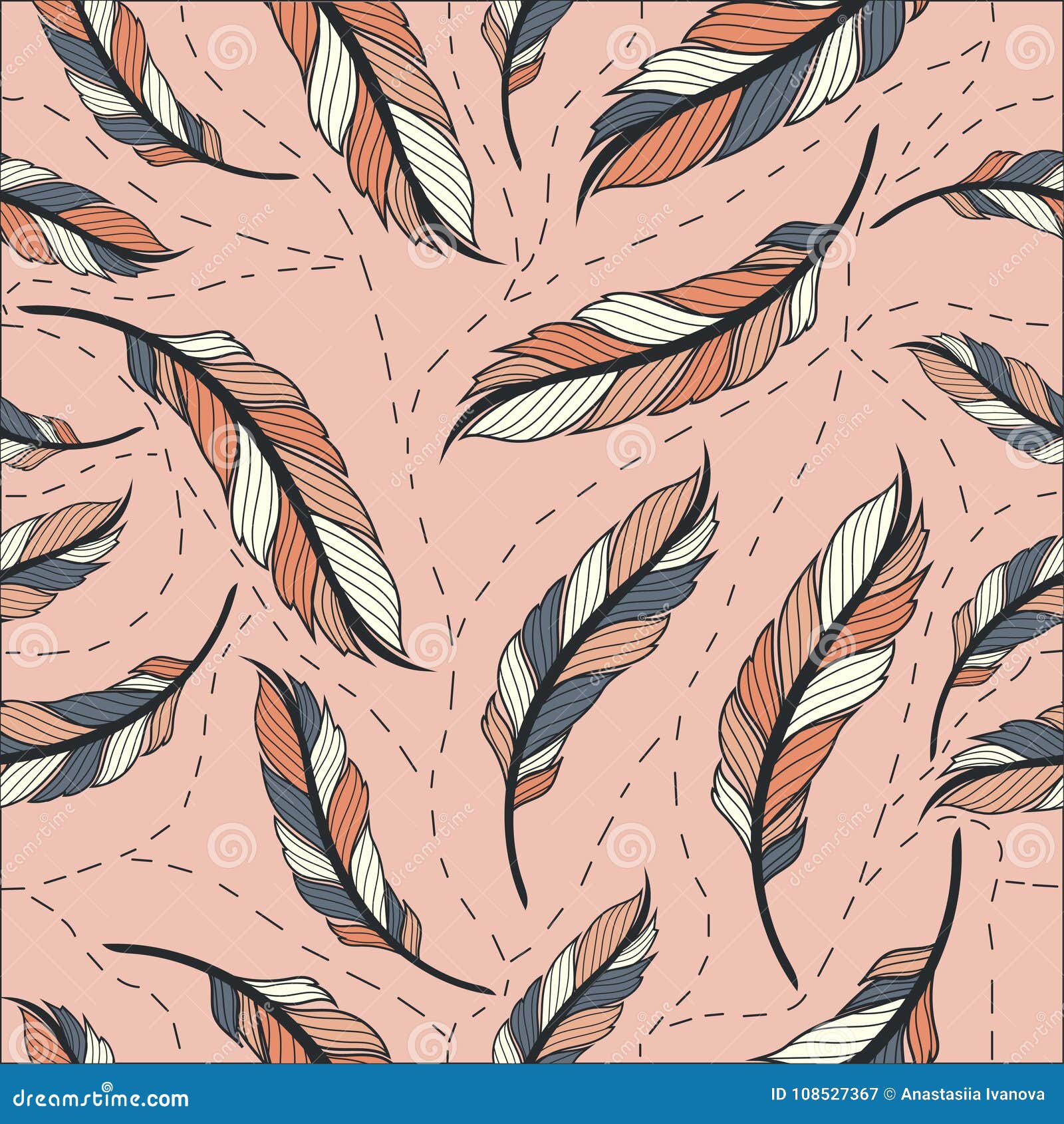 Pastel Feathers Seamless Background 7 Stock Vector - Illustration of ...