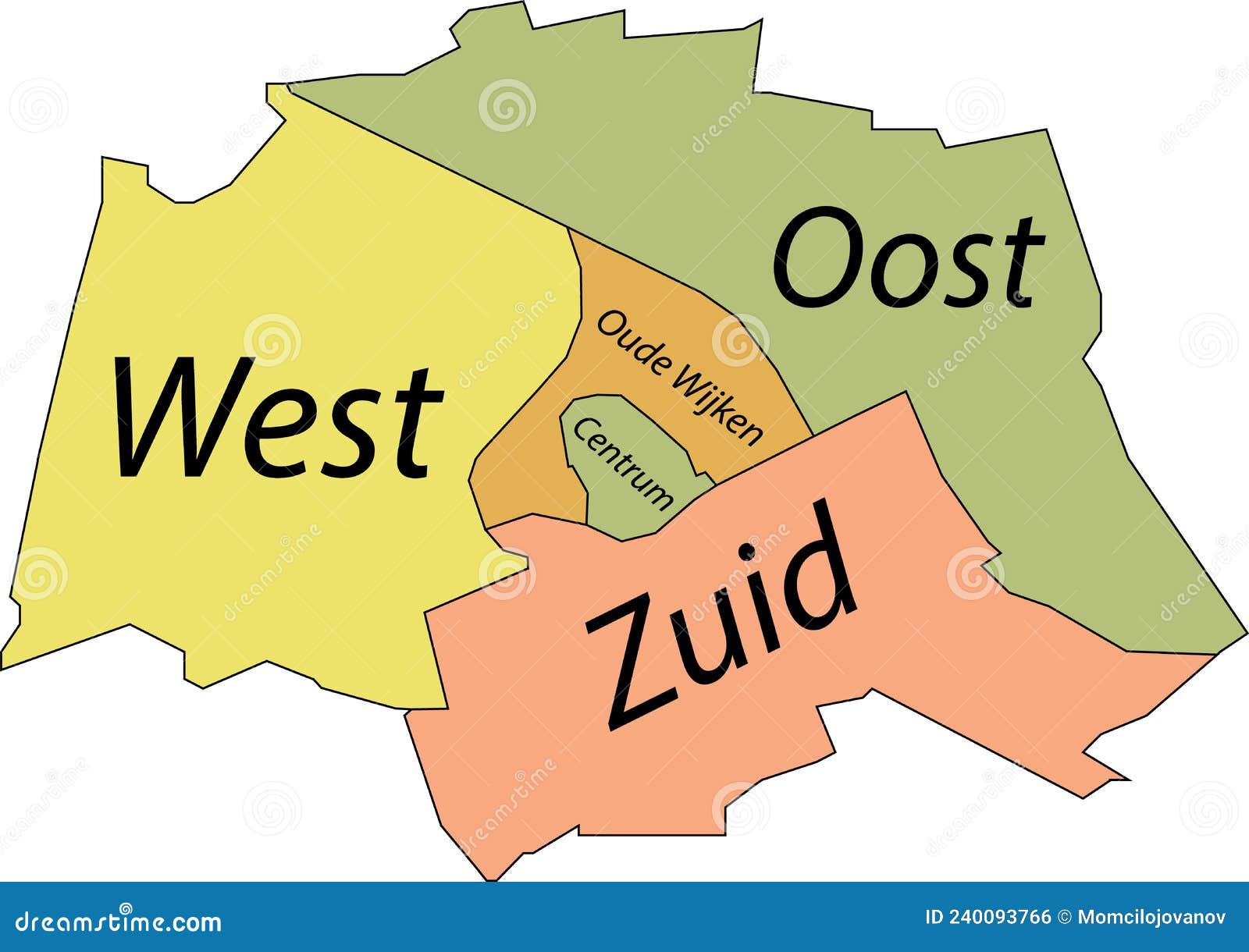 Pastel Tagged Districts Map of GRONINGEN, NETHERLANDS Stock Vector ...