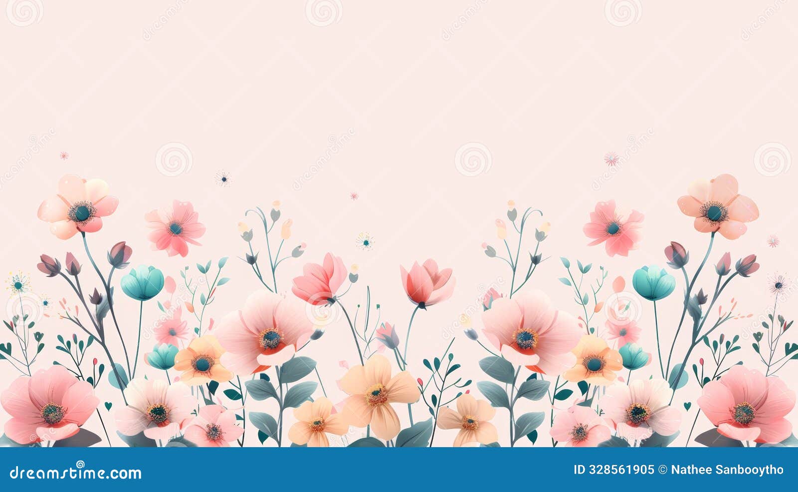 Pastel Floral Border Illustration Stock Illustration - Illustration of ...