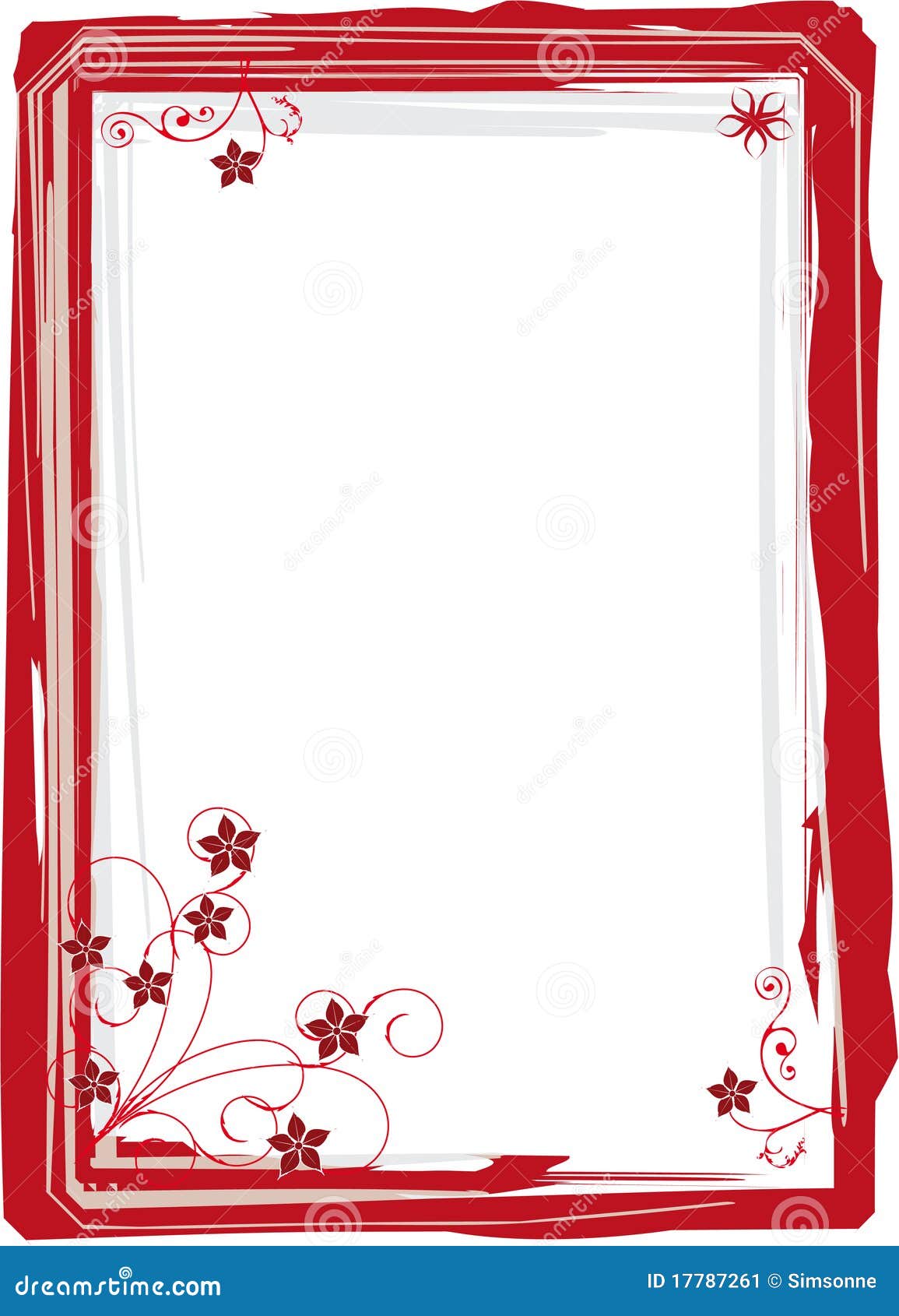 Pastel Floral Del Marco Rojo Stock de ilustración - Ilustración de ...