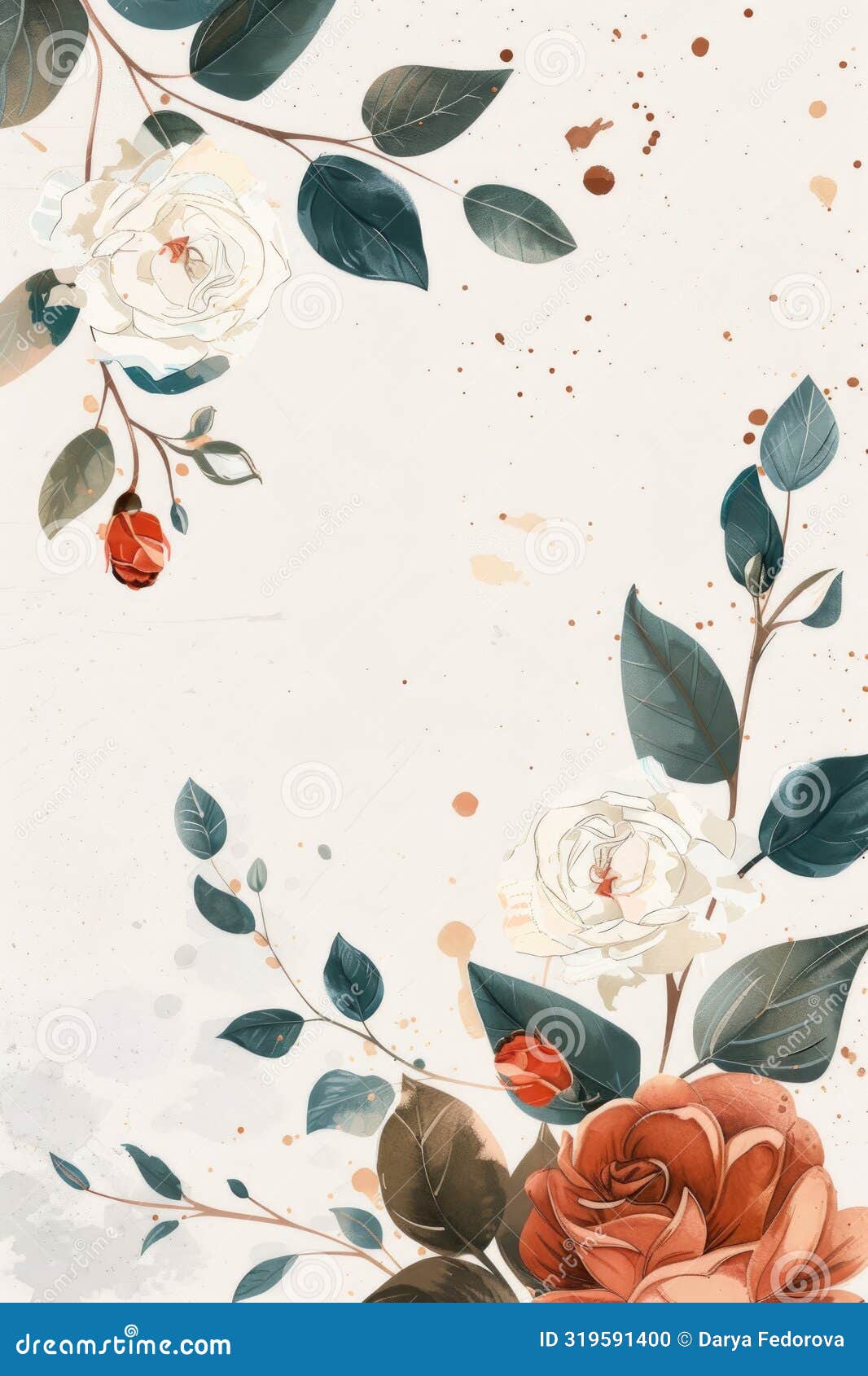 Pastel Floral Frame with Elegant Blossoms and Foliage Stock ...