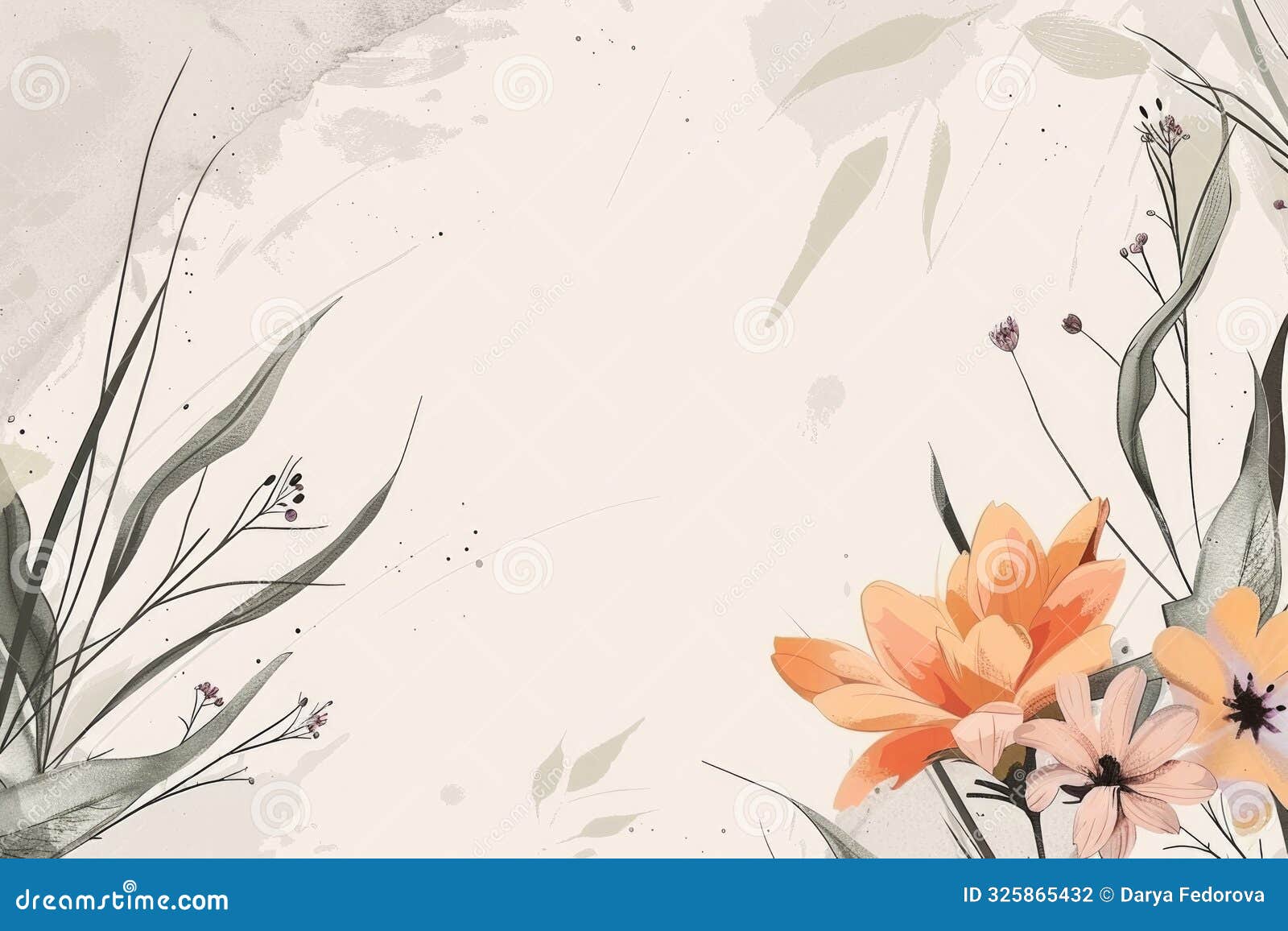 Pastel Floral Frame with Elegant Blossoms and Foliage Stock ...