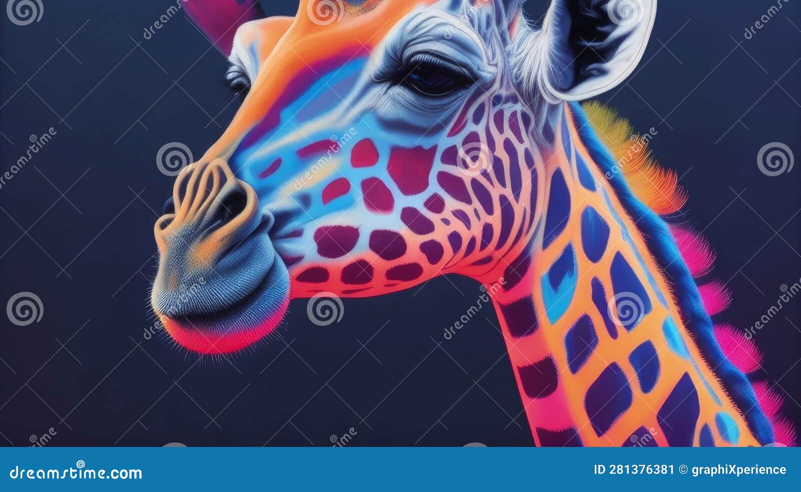 Pastel Giraffe on Dark Background Stock Illustration - Illustration of ...