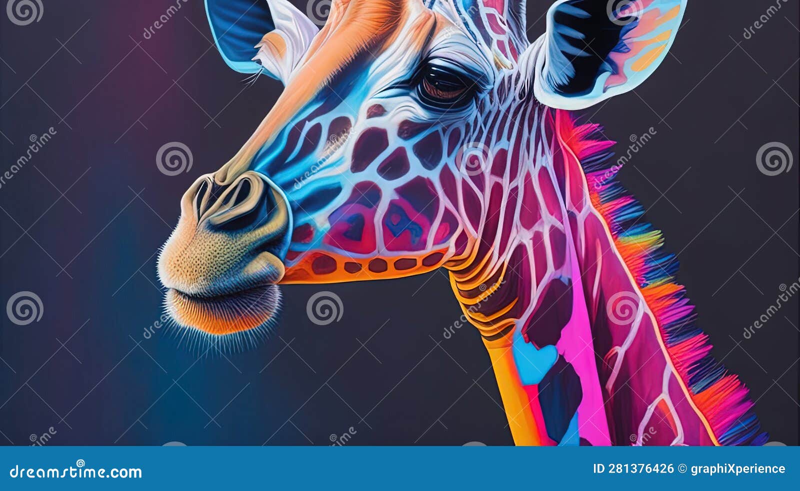 Pastel Giraffe on Dark Background Stock Illustration - Illustration of ...