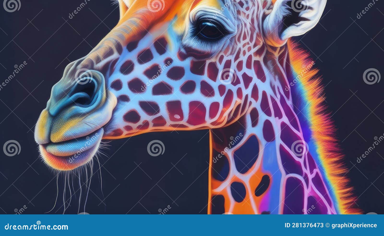 Pastel Giraffe on Dark Background Stock Illustration - Illustration of ...