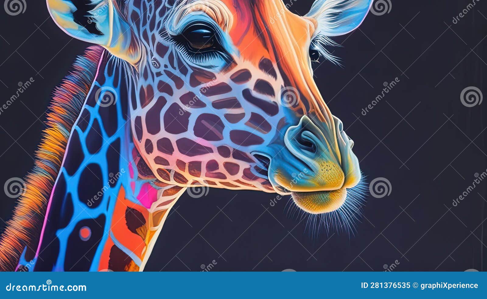 Pastel Giraffe on Dark Background Stock Illustration - Illustration of ...