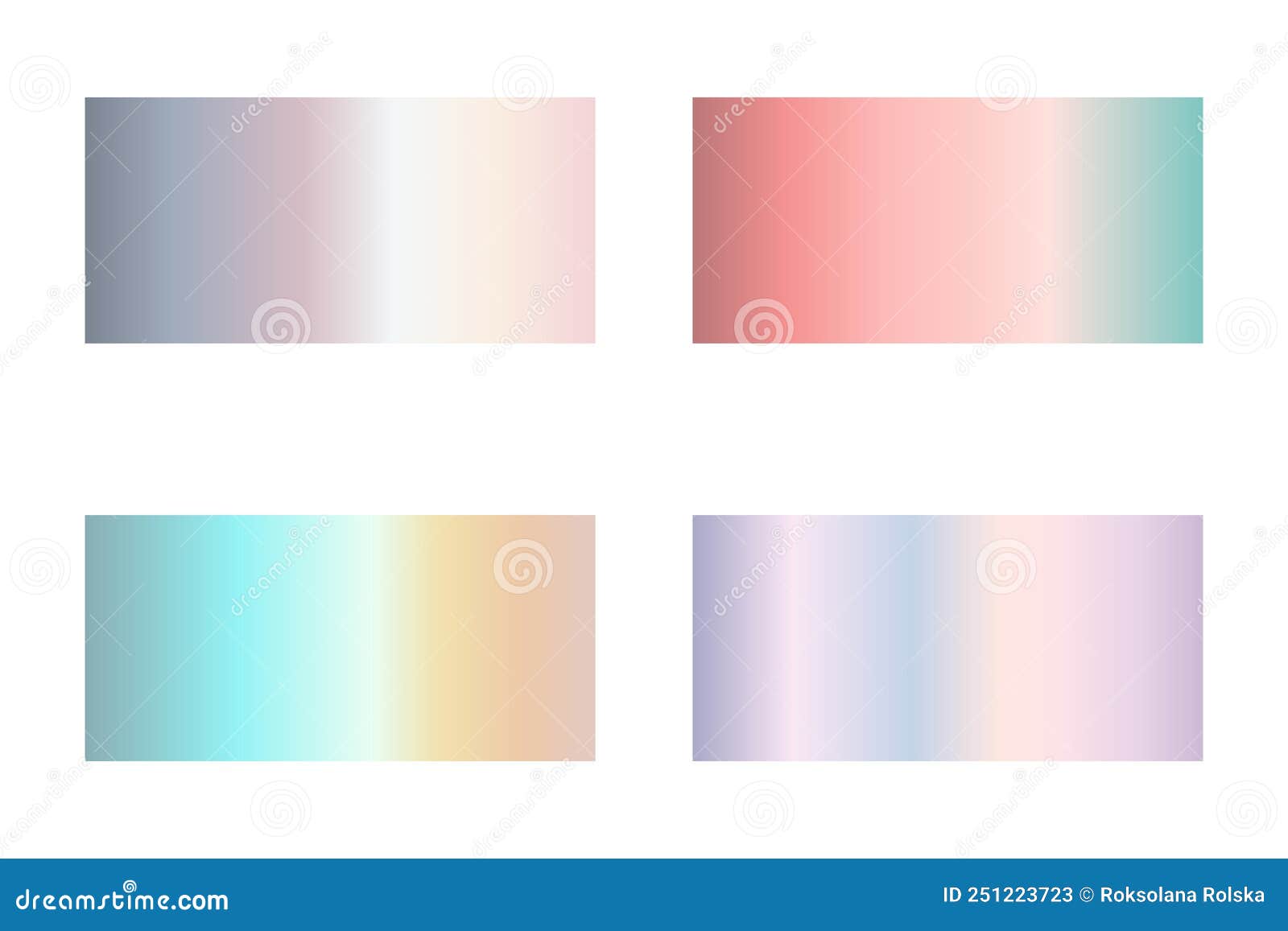 Pastel Gradation Set. Vector Shiny Soft Gradient Collection for Ribbon ...