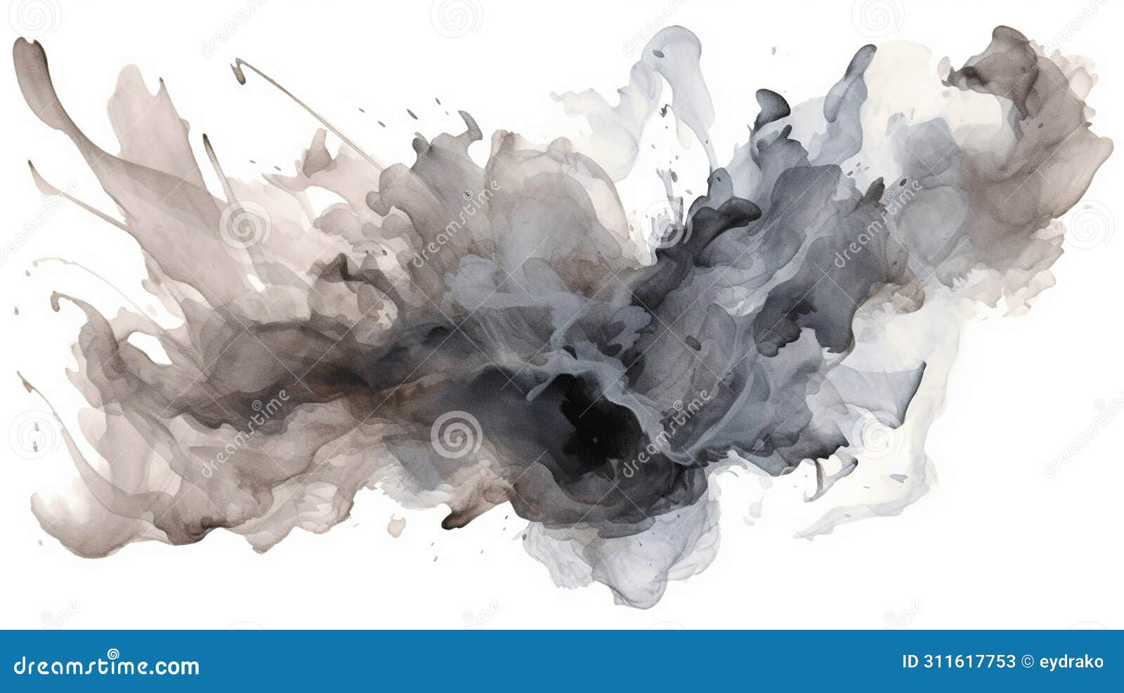 Pastel Gray Watercolor Splash, Isolated on a White Background Stock ...