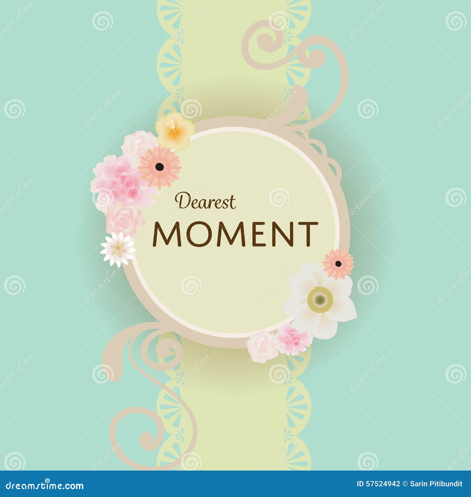 Pastel green flower card stock illustration. Illustration of pink ...