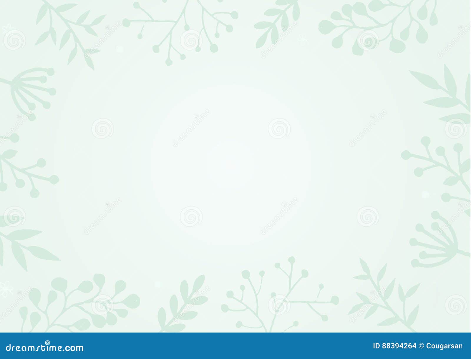 Pastel Green Gradient Background with Flower Border Stock Vector ...