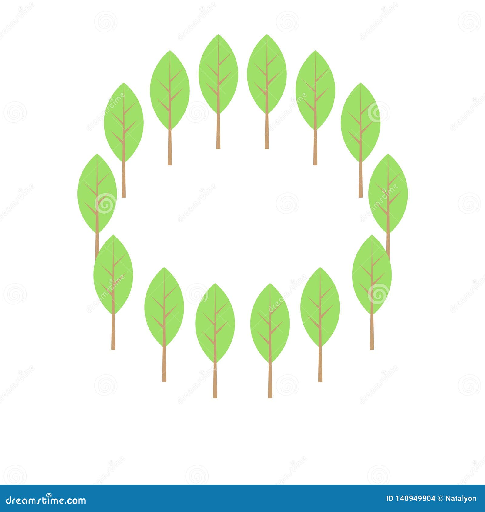 Pastel Green and White Young Thin Trees Circle Frame, Spring ...