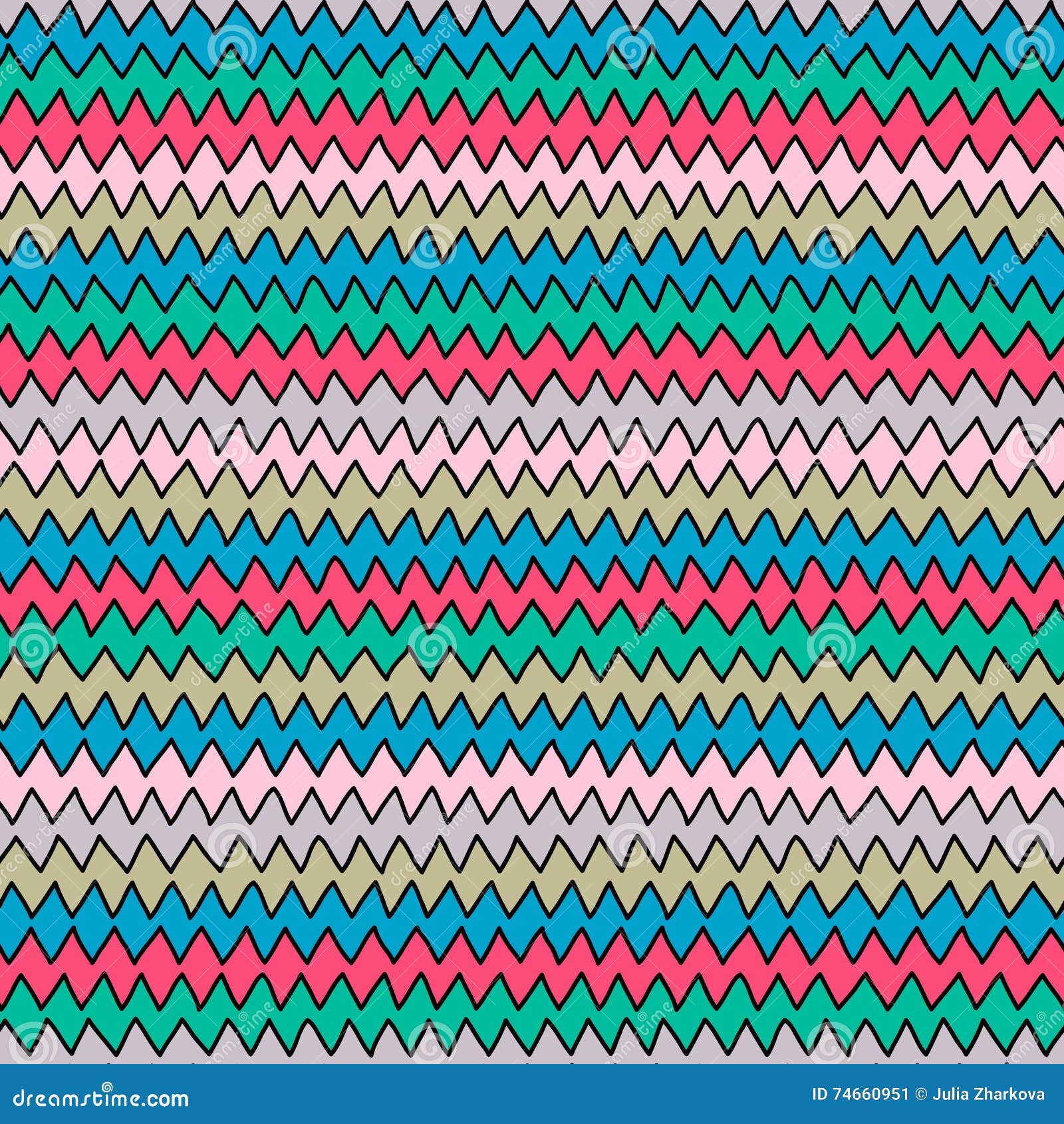 Pastel Hand Drawn Zig Zag Seamless Backgrownd Stock Illustration ...