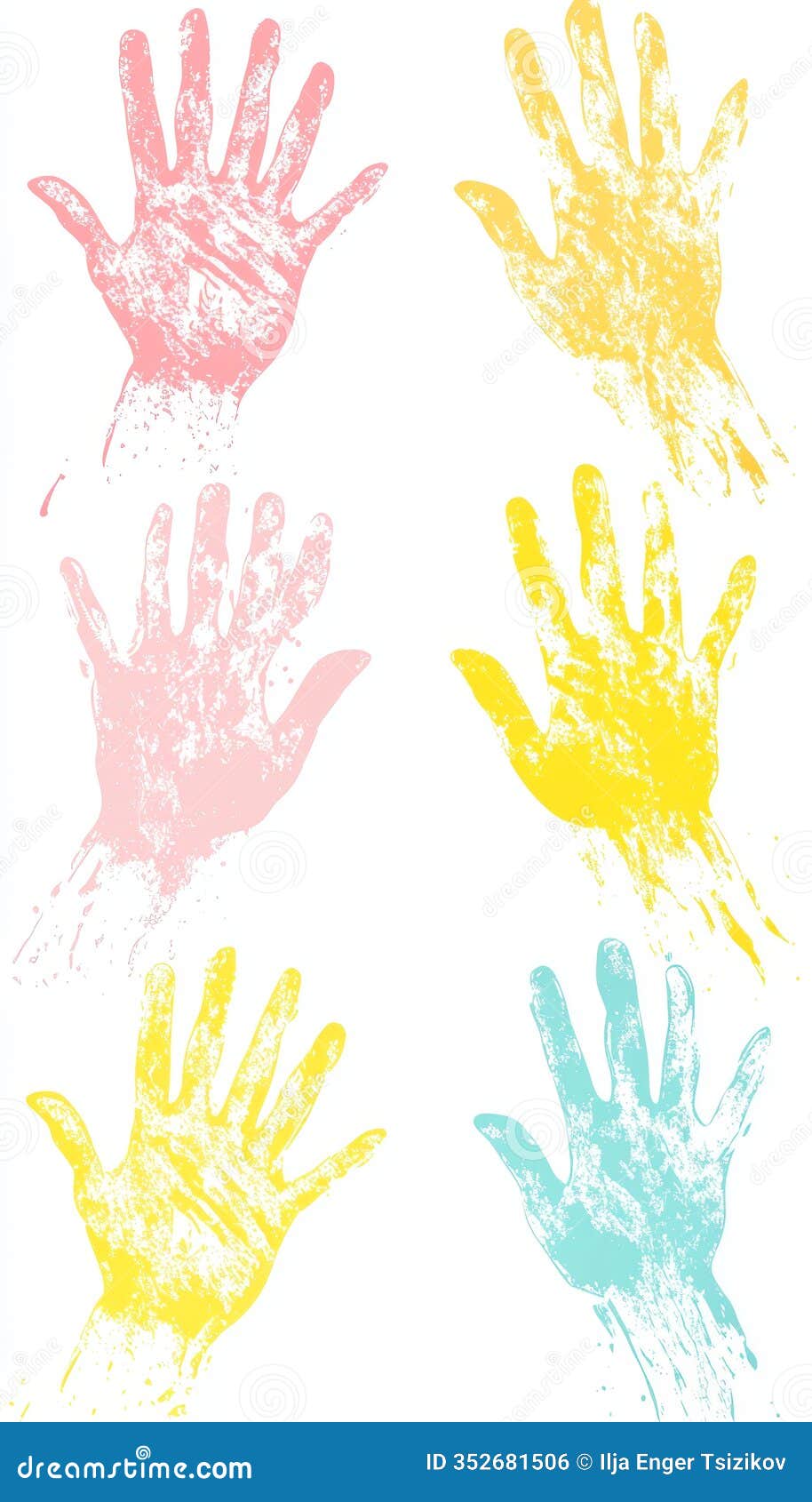 Pastel Handprints on White Background, Symbolizing Community, Unity ...