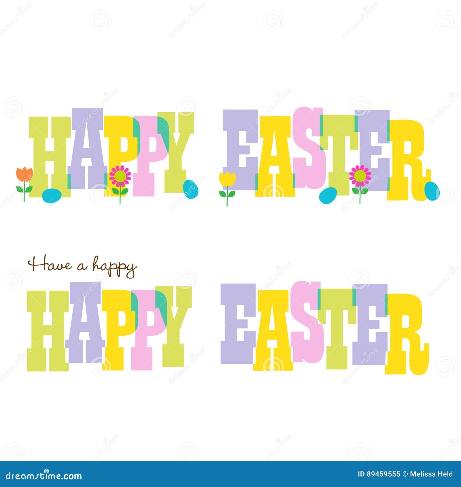 Pastel Happy Easter Typography Stock Illustration - Illustration of ...