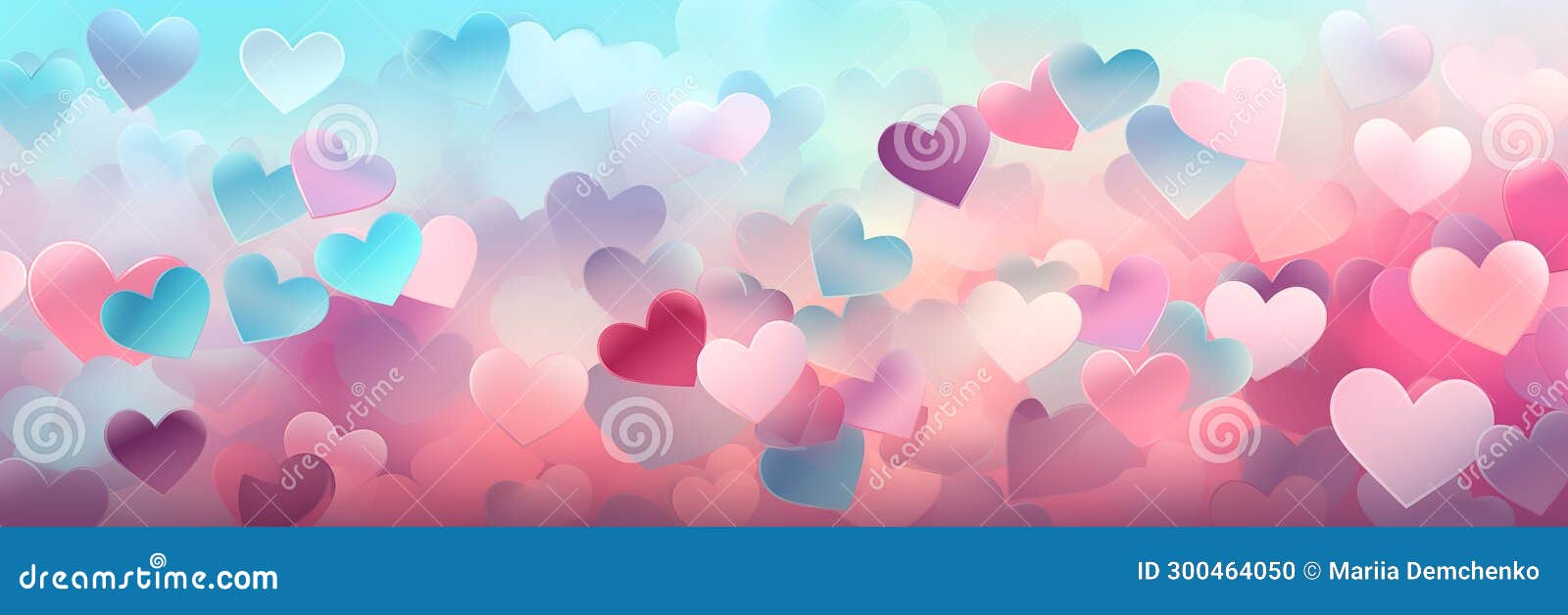 Pastel Hearts Pattern Background Banner. Valentine S Day. Panoramic Web ...
