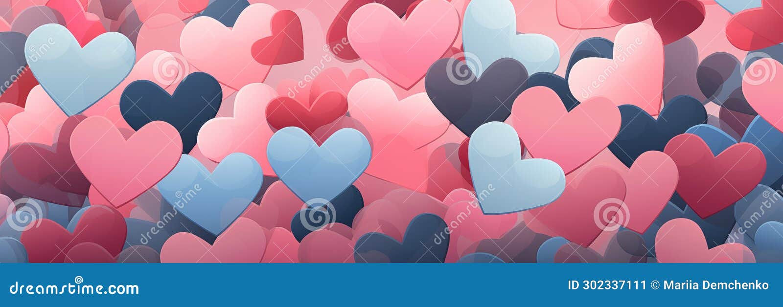 Pastel Hearts Pattern Background Banner. Valentine S Day. Panoramic Web ...