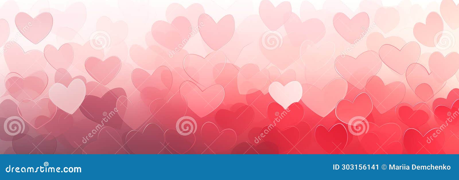 Pastel Hearts Pattern Background Banner. Valentine S Day. Panoramic Web ...