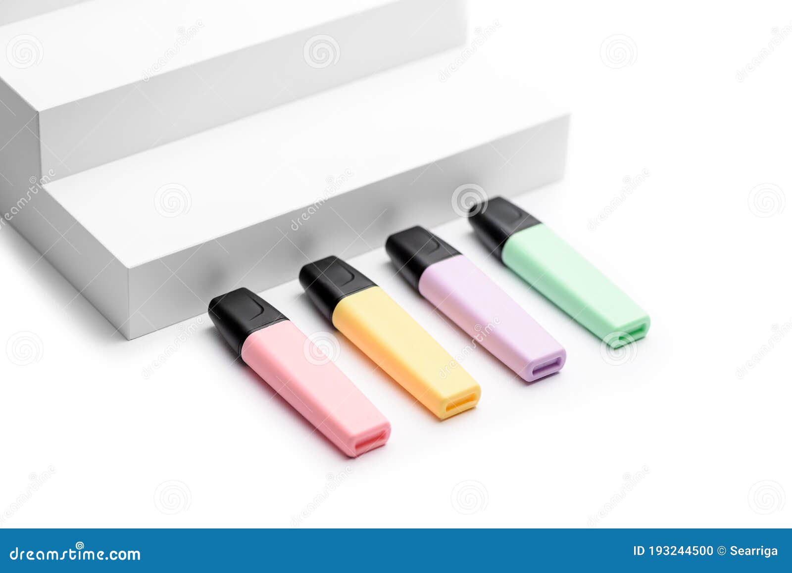 Pastel Highlighters on White Steps Background Stock Illustration ...