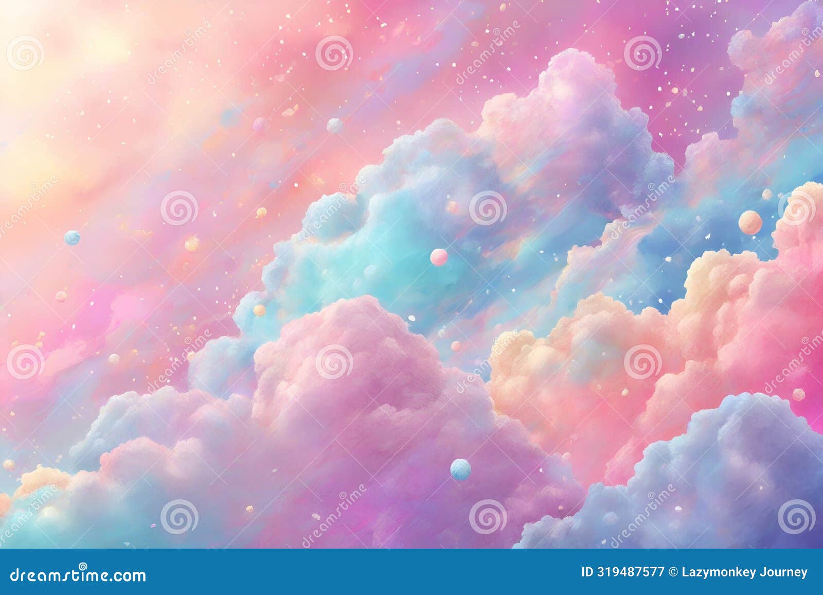 Pastel Illustration of Galaxy Fantasy Background Clouds and Sky with ...