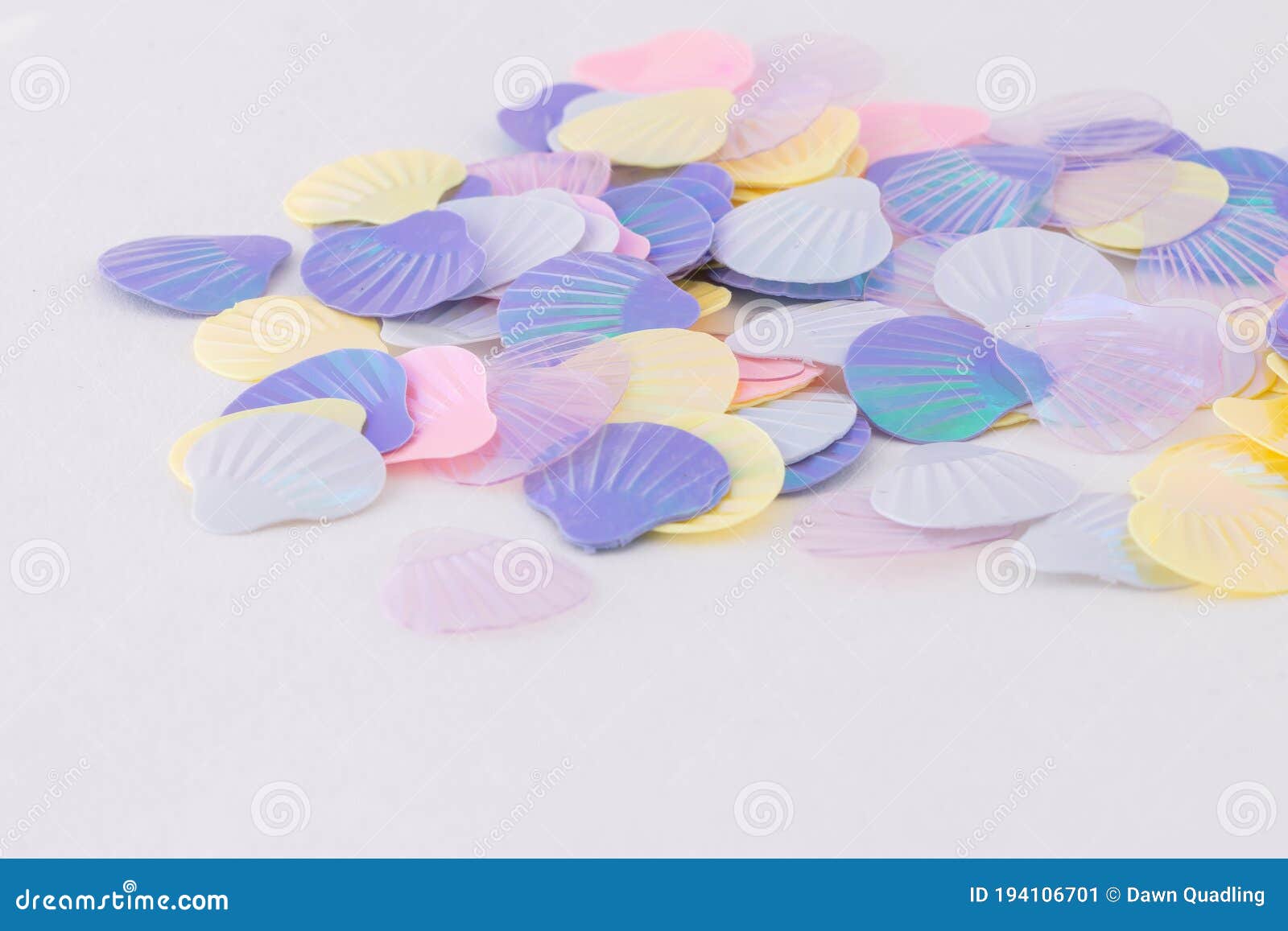 Pastel Colours Iridescent Shell Confetti Isolated on White Stock Image ...