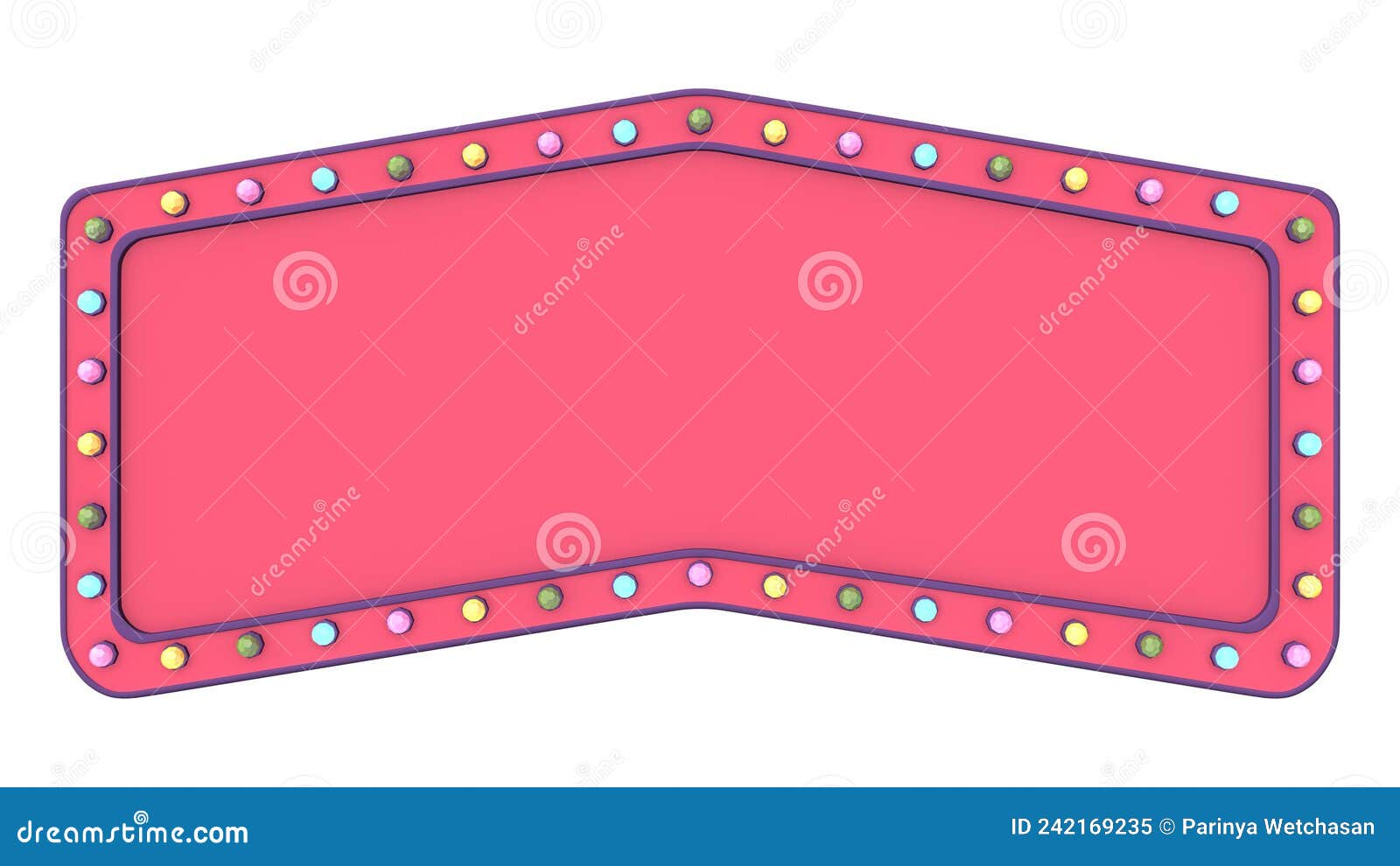 Pastel Light Board Sign Retro on White Background. 3d Rendering Stock ...